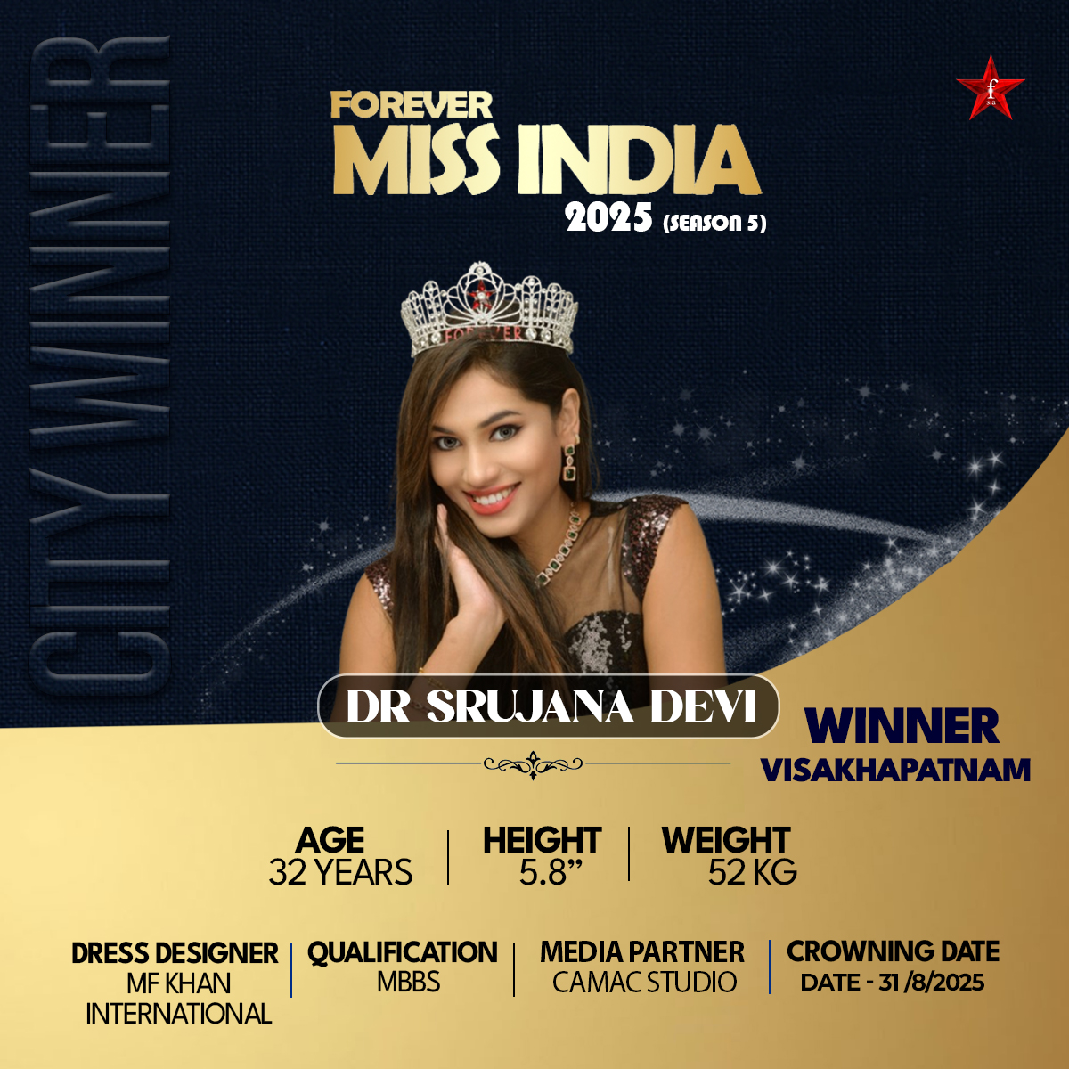 Miss Visakhapatnam Dr Srujana Devi | Miss India City Winner 2025